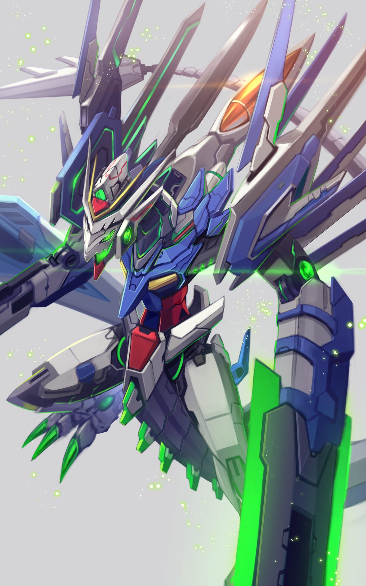 Safebooru - 00 raiser arm blade dragon from above glowing glowing eyes ...