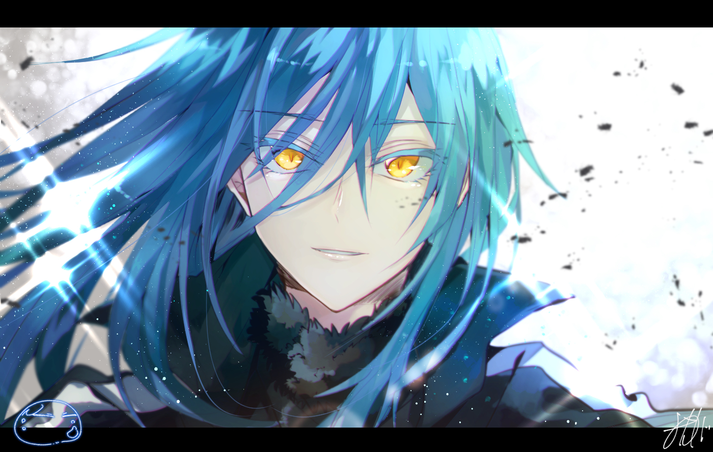 Safebooru - 1other androgynous bangs blue hair commentary request ...