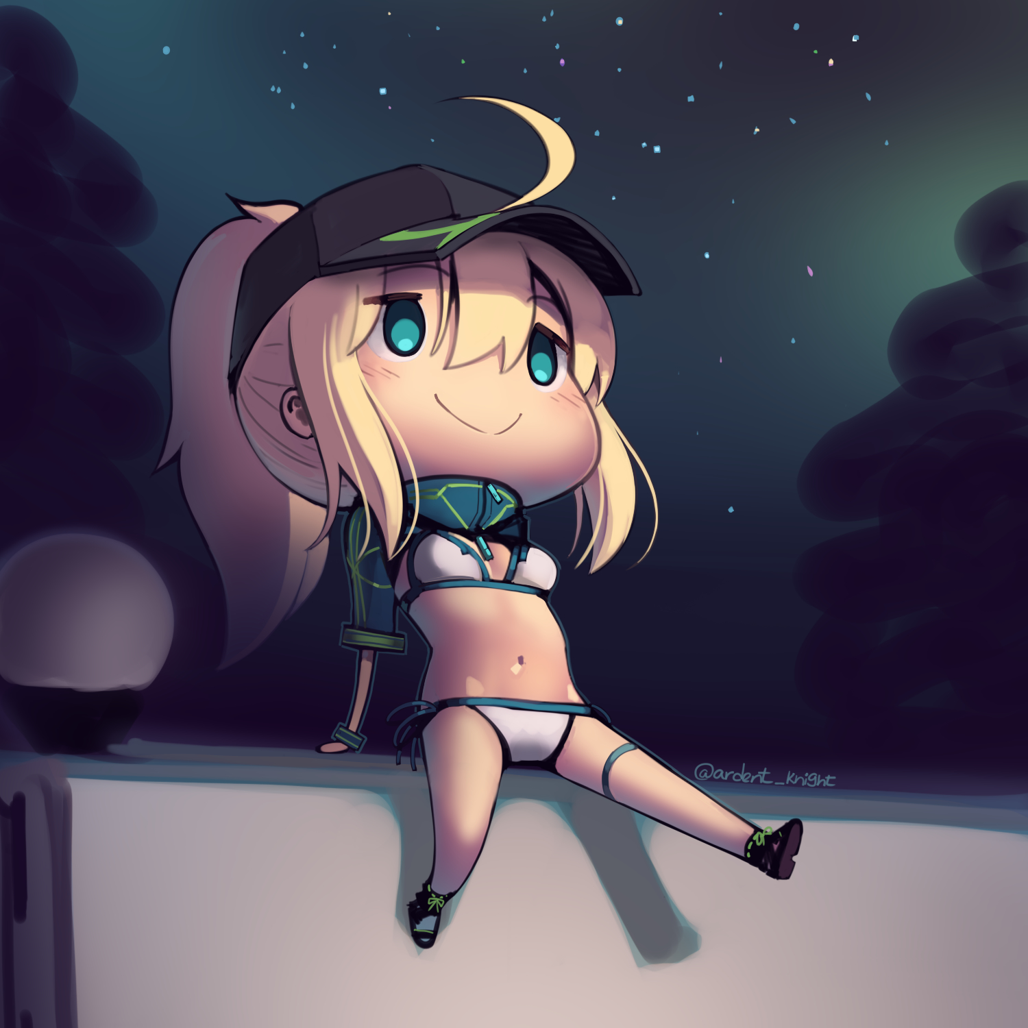 Safebooru - 1girl ahoge artoria pendragon (all) baseball cap bikini black headwear blonde hair ...