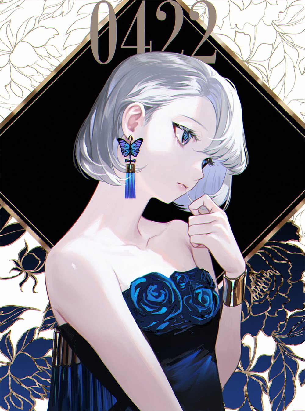 Safebooru 1girl Bangs Bare Shoulders Blue Dress Blue Eyes Bracelet 5843