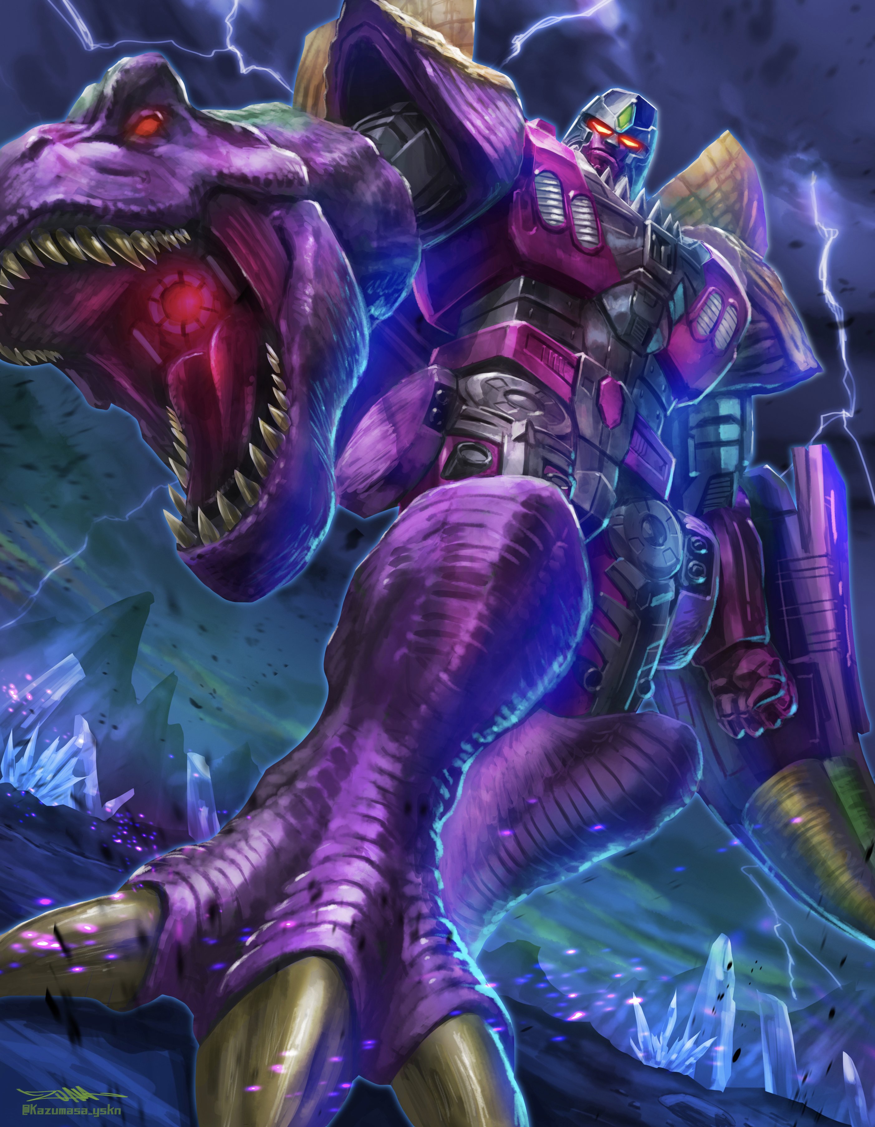 Safebooru - 1boy absurdres animal head beast wars clenched hand crystal ...