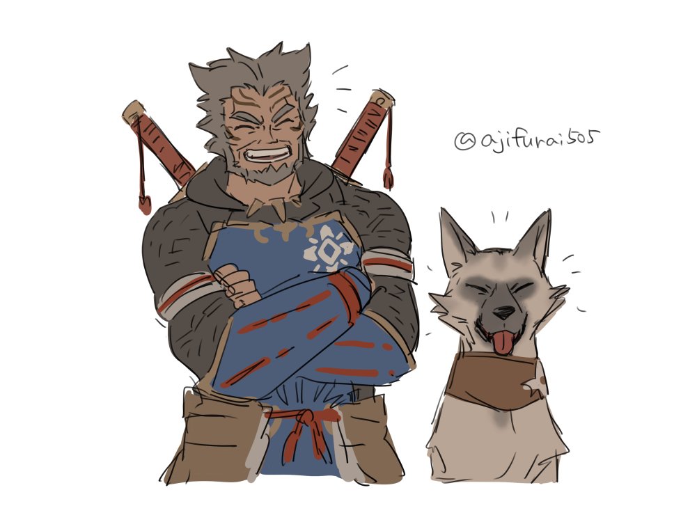 Safebooru - 1boy :d animal asaya minoru beard black shirt character ...
