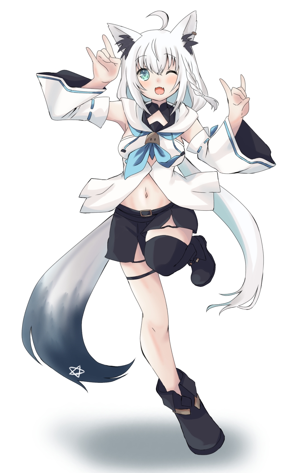 Safebooru - 1girl ahoge animal ear fluff animal ears aqua eyes bangs black footwear black ...