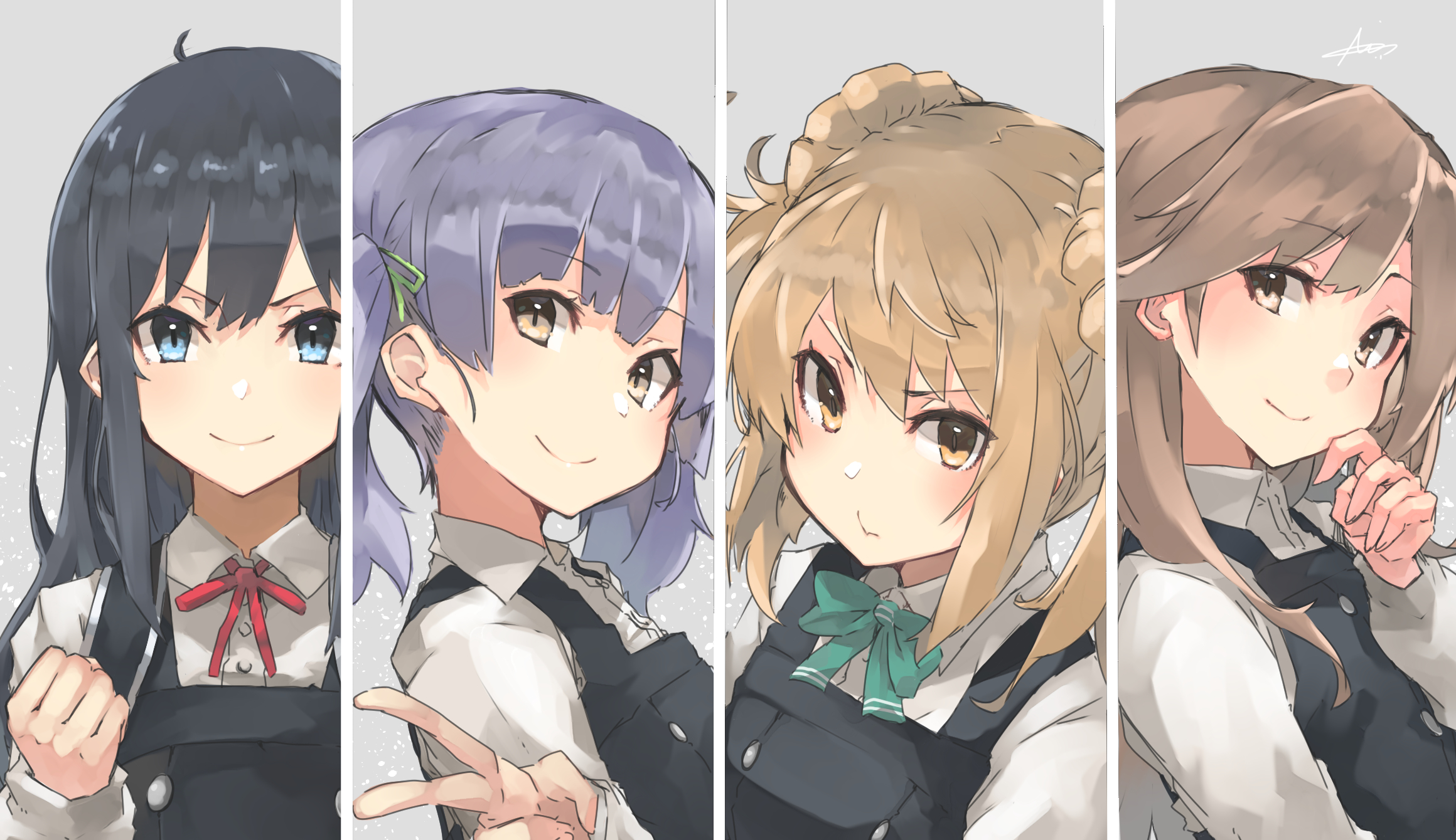 Safebooru - >:) 4girls arashio (kancolle) asashio (kancolle) black dress black hair blue eyes ...