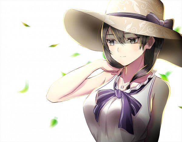 Safebooru - 1girl alter ego (game) black hair bow es (alter ego) necklace ponytail slight smile ...