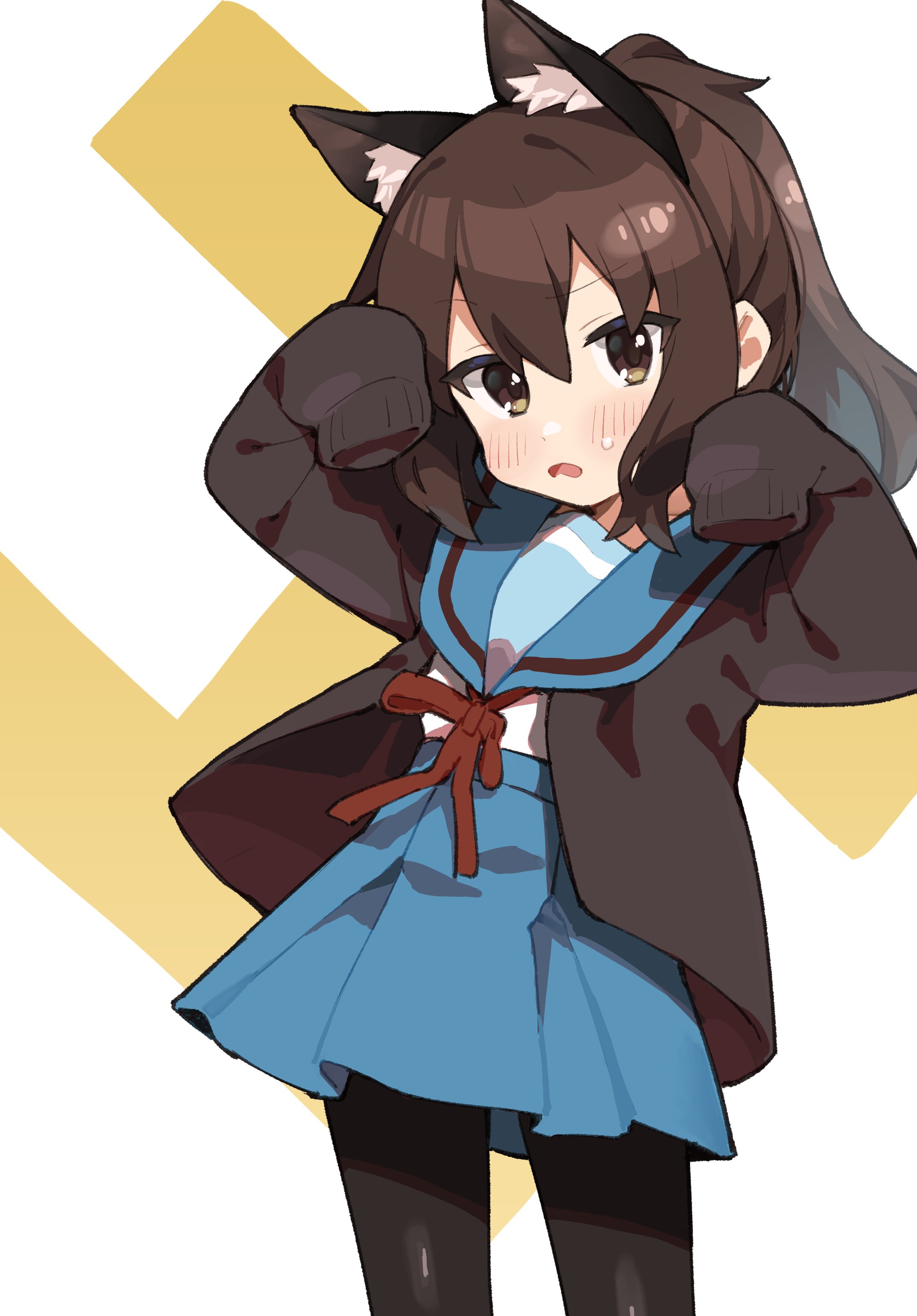 Safebooru - 1girl absurdres animal ears bangs black legwear blue sailor collar blue skirt blush ...