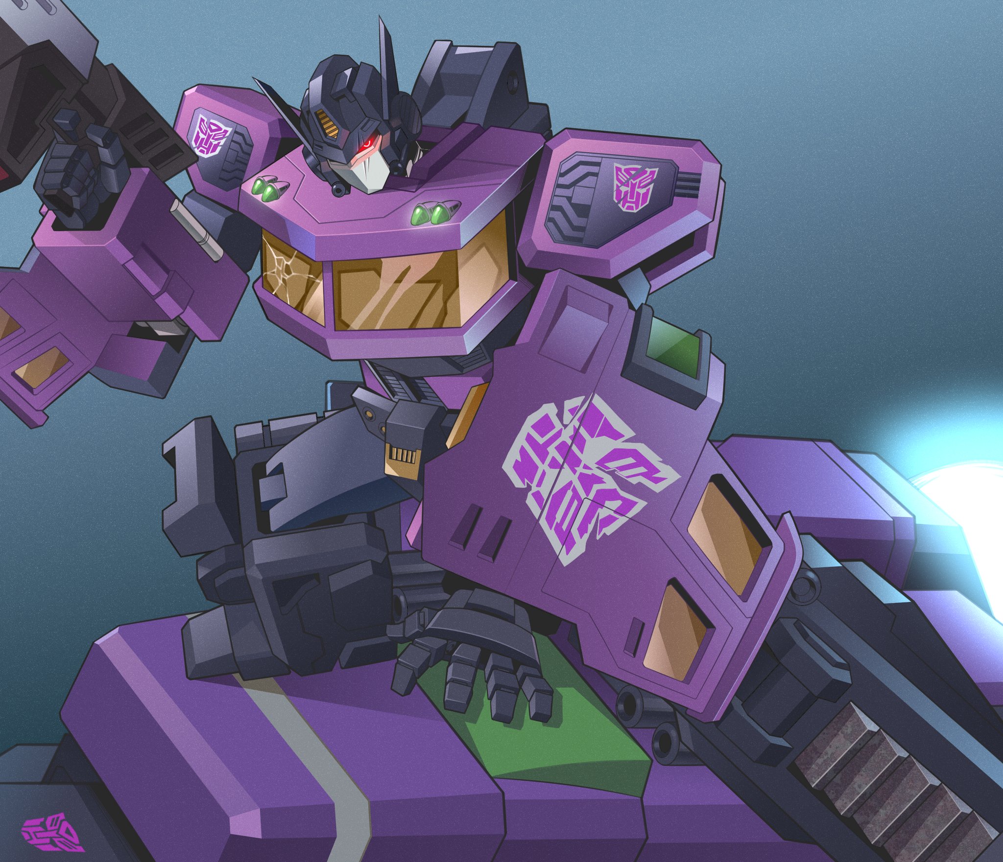 Safebooru - 1boy autobot blue background glowing glowing eye gun ...