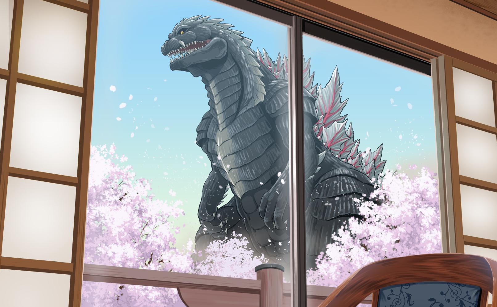 Safebooru - cherry blossoms godzilla godzilla: singular point godzilla (series) godzilla ultima ...