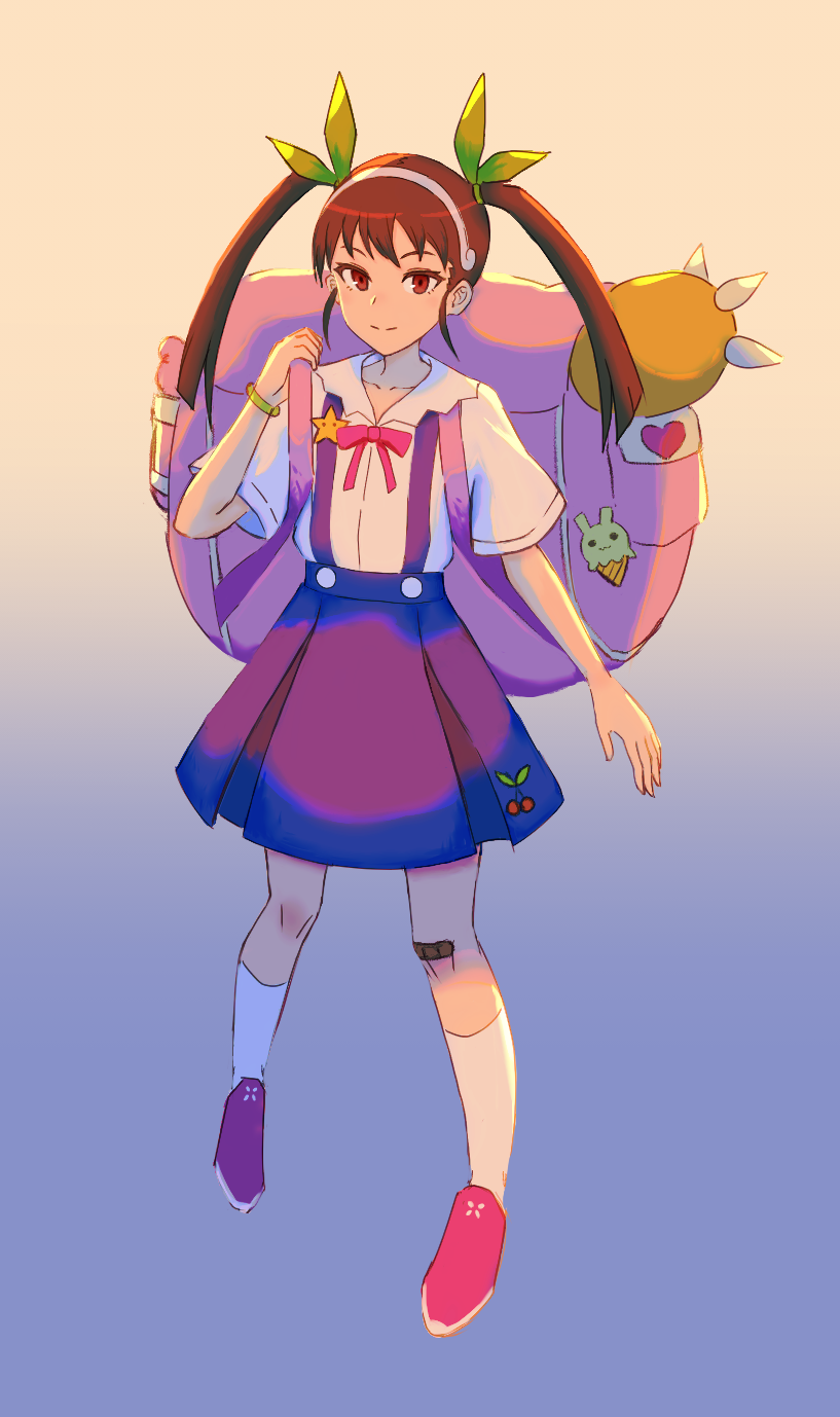 Safebooru - 1girl backpack bag bakemonogatari bandaid bandaid on knee ...