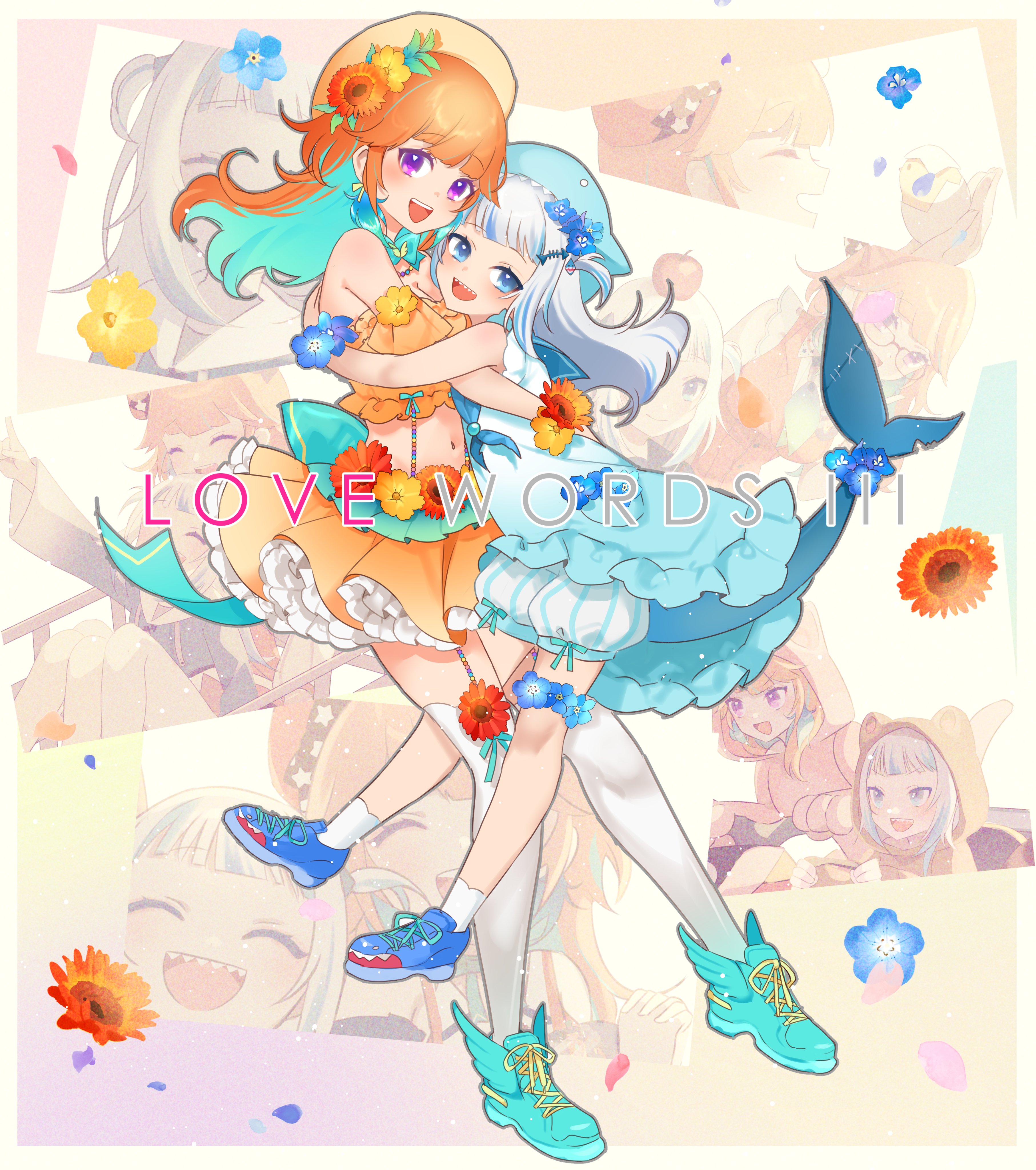 Safebooru - 2girls :d absurdres album cover alternate costume aqua footwear aqua hair aqua ...