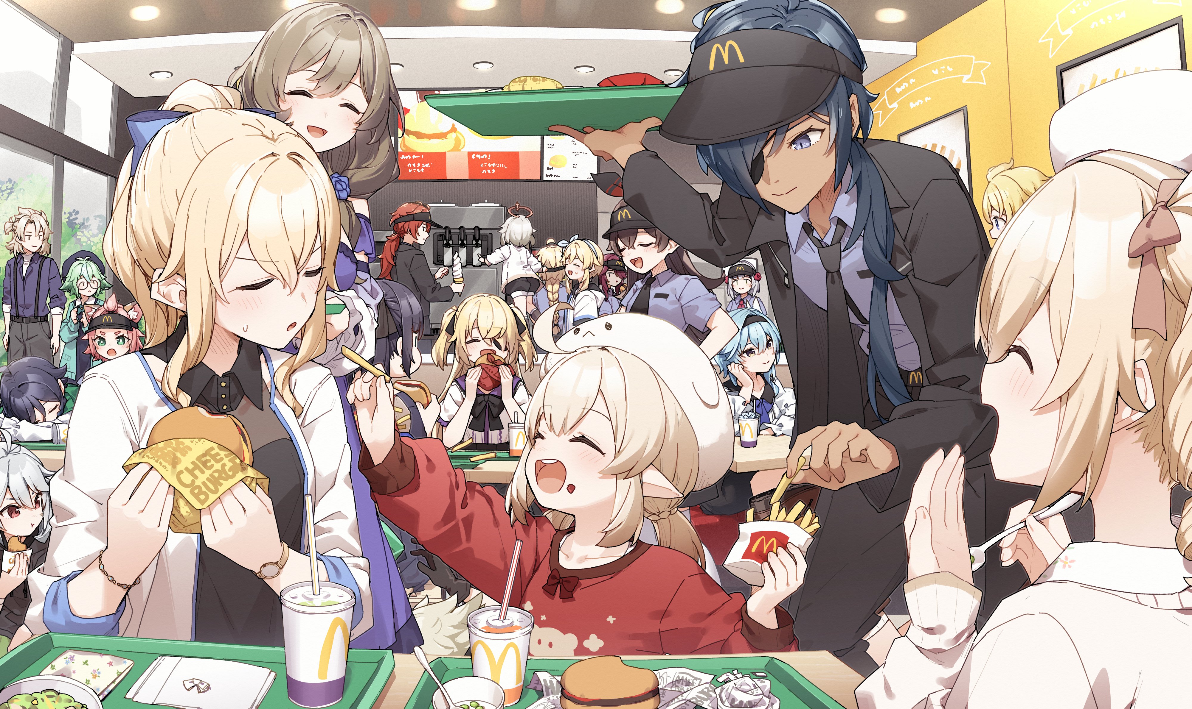 Safebooru - 6+boys 6+girls :d :o :t ^ ^ absurdres aether (genshin impact) albedo (genshin impact ...