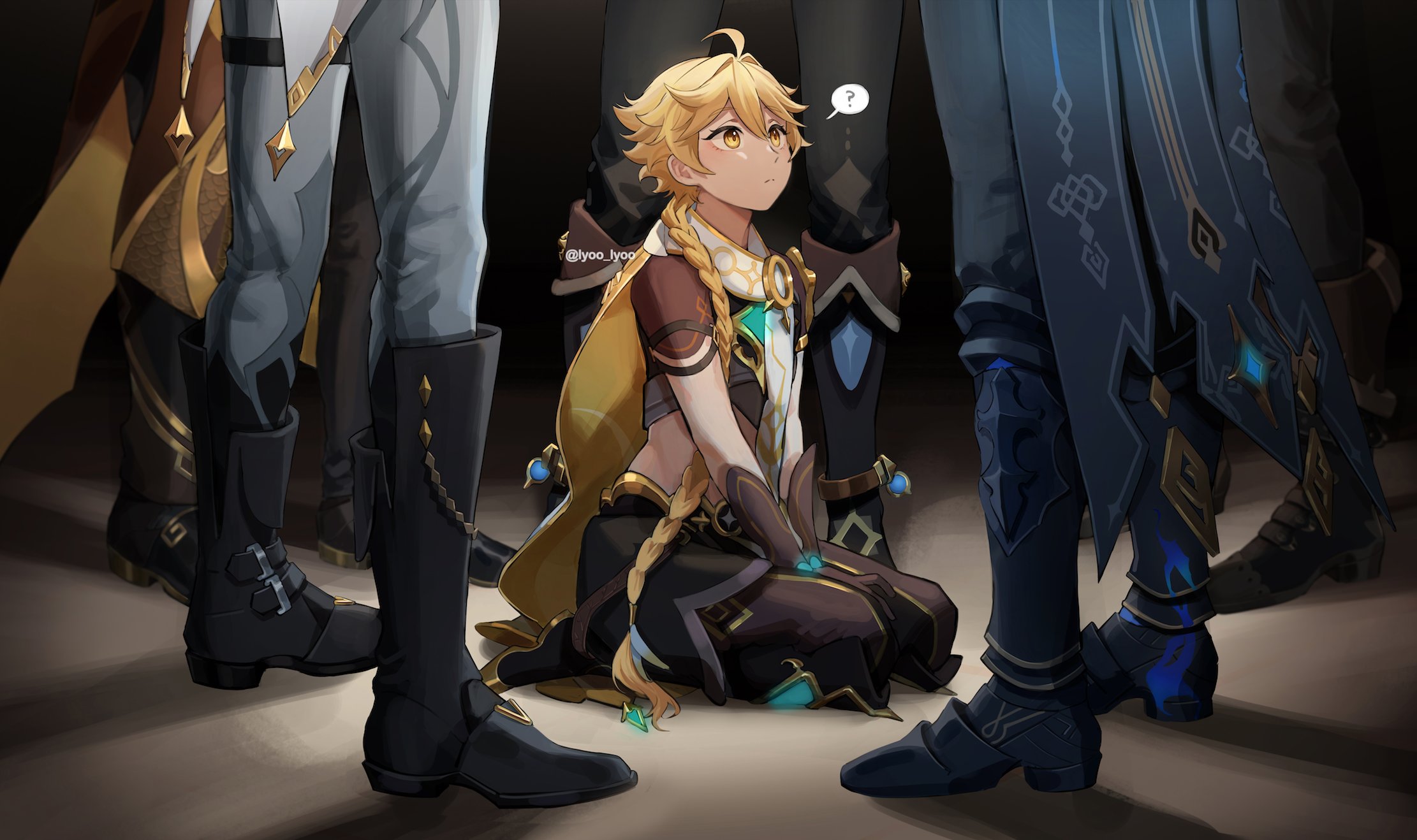 Safebooru - 1boy 6+boys ? aether (genshin impact) ahoge albedo (genshin impact) bangs black ...