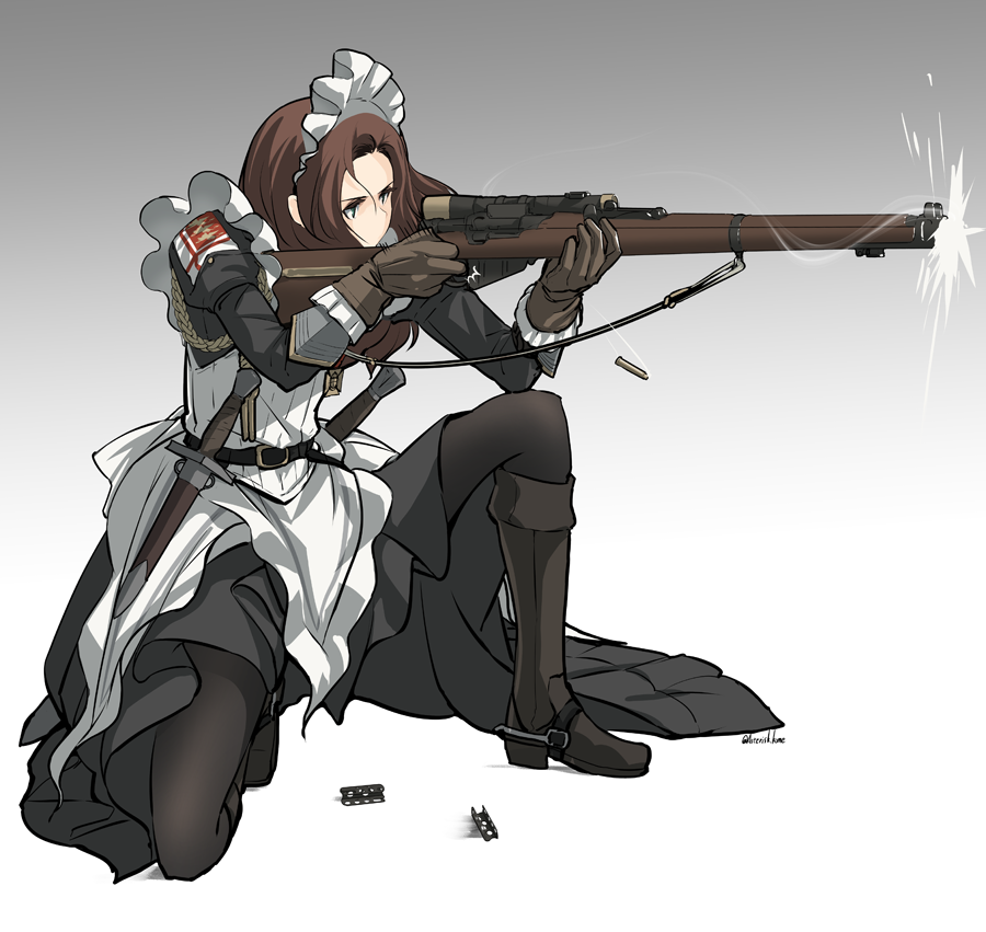Safebooru - 1girl alternate costume apron asterisk kome bullet ...