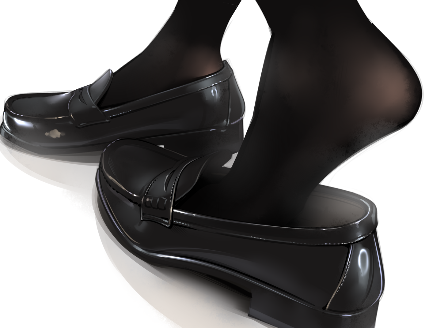 Safebooru - 1girl ama mitsuki black footwear black pantyhose feet feet only foot focus loafers ...