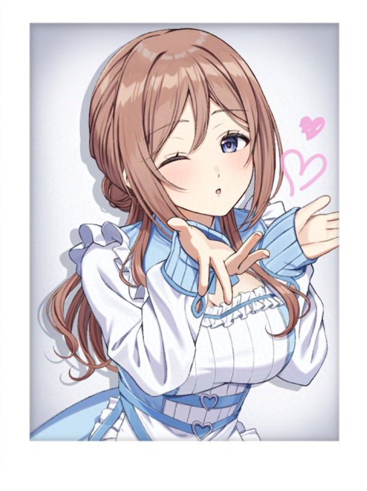 Safebooru - blowing kiss blue eyes blush brown hair gakuen idolmaster ...