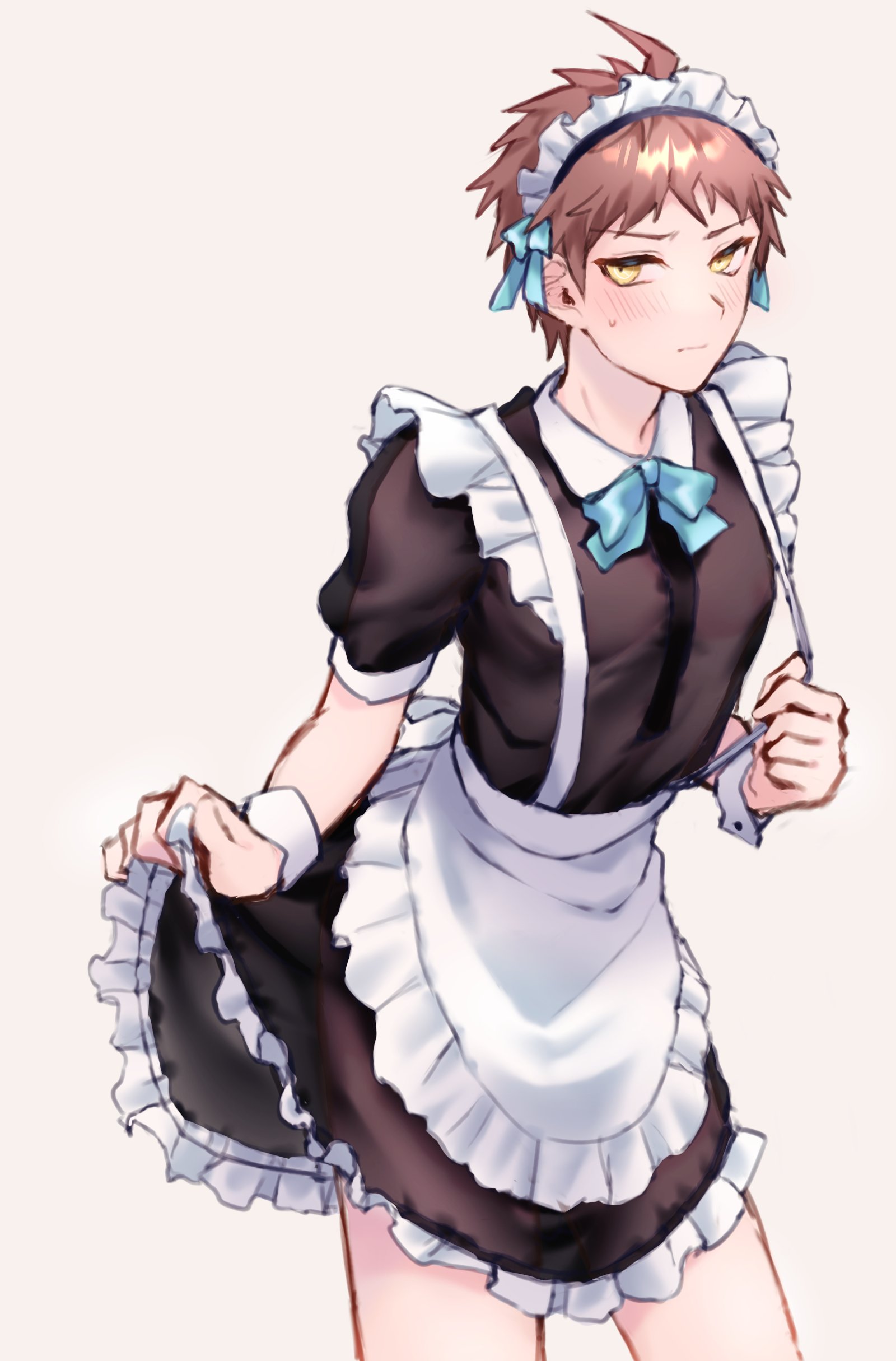 Safebooru - 1boy absurdres alternate costume amido (compassion273) apron bangs black dress blush ...