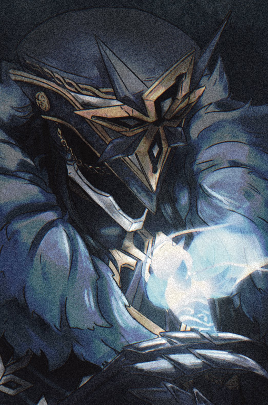 Safebooru - 1boy arm up black helmet black theme capitano (genshin ...