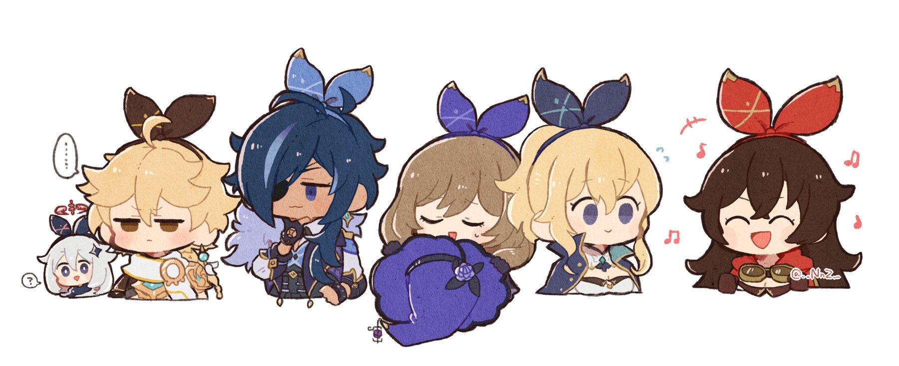 Safebooru - ... 2boys 4girls :3 ? aether (genshin impact) amber (genshin impact) bangs black ...