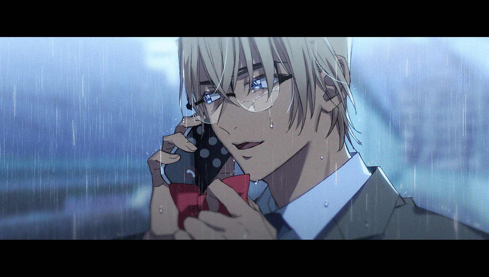 Safebooru - 1boy amuro tooru bangs bespectacled black neckwear blonde ...