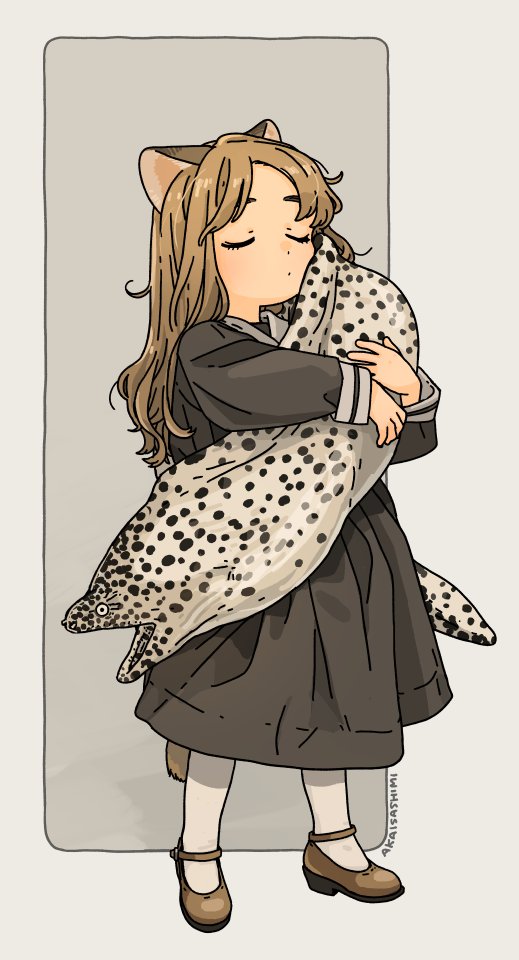 Safebooru - 1girl akai sashimi animal animal ears black dress blush brown footwear brown hair ...