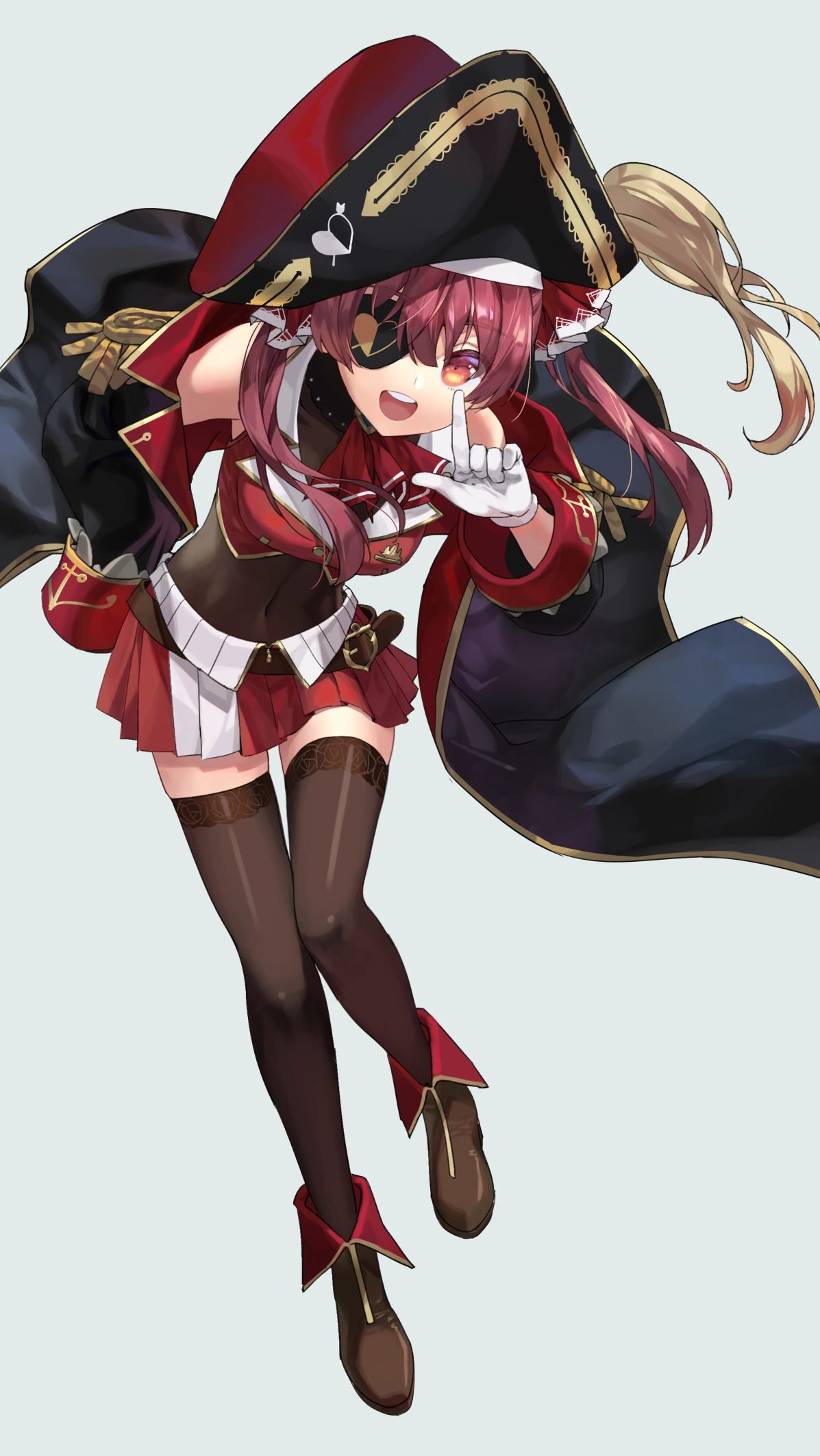 Safebooru - 1girl ankle boots ascot bangs belt bicorne black choker black coat black eyepatch ...