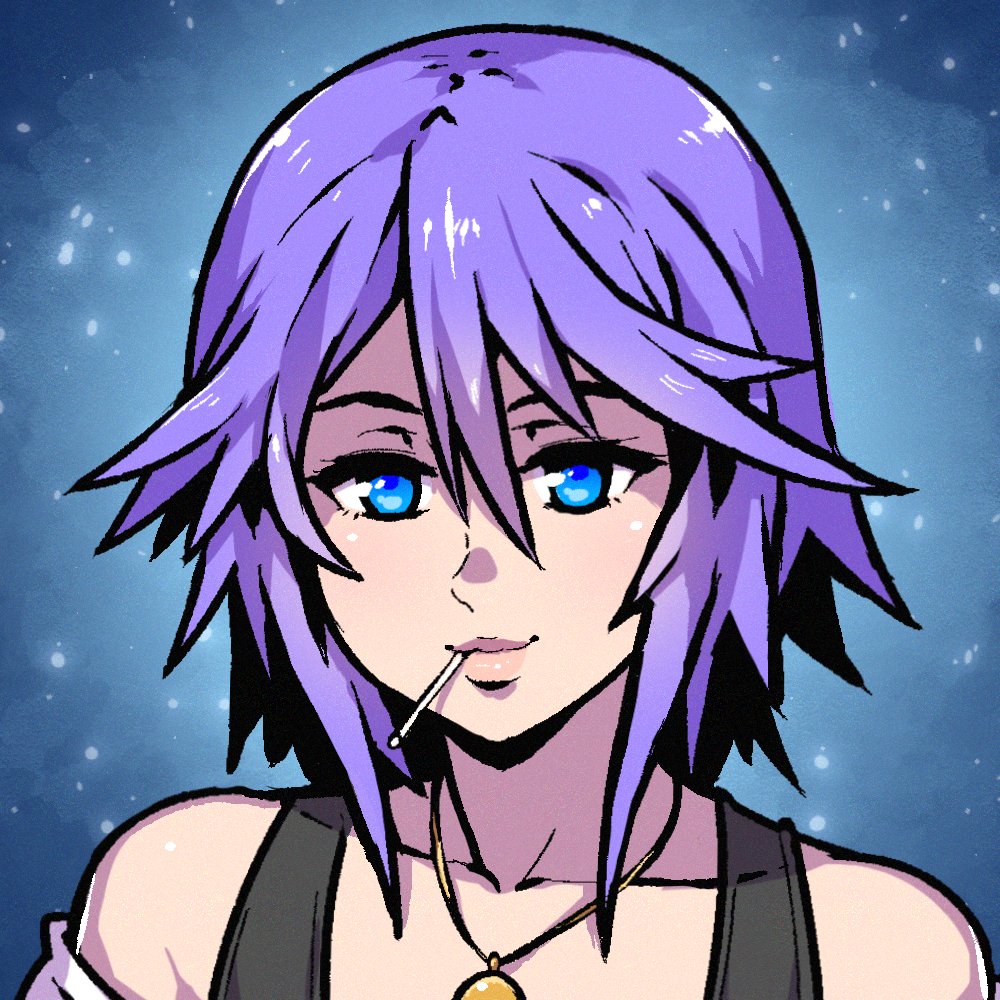 Safebooru - 1girl akairiot blue background blue eyes commission ...