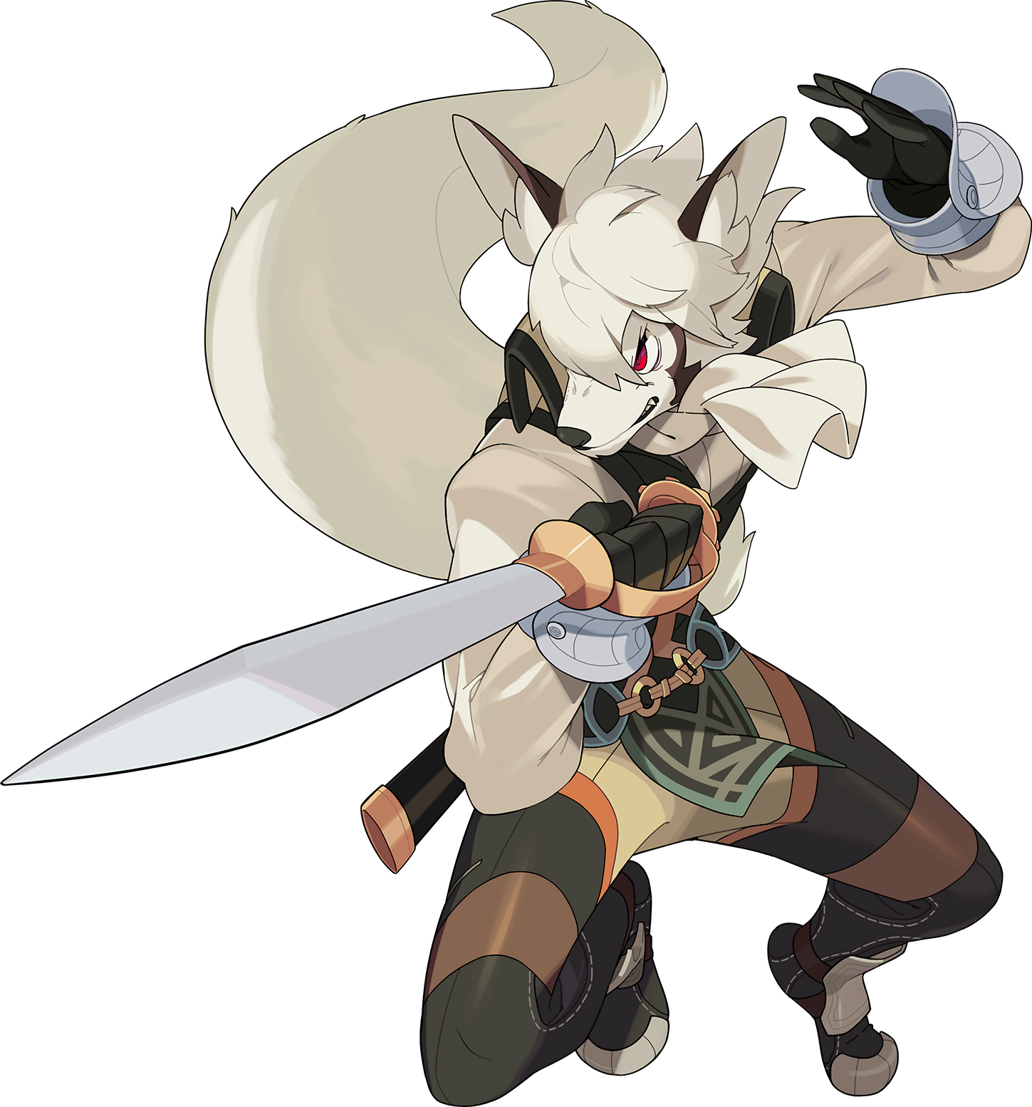 Safebooru - 1boy albert (world flipper) angry animal ear fluff animal ears animal nose arm up ...