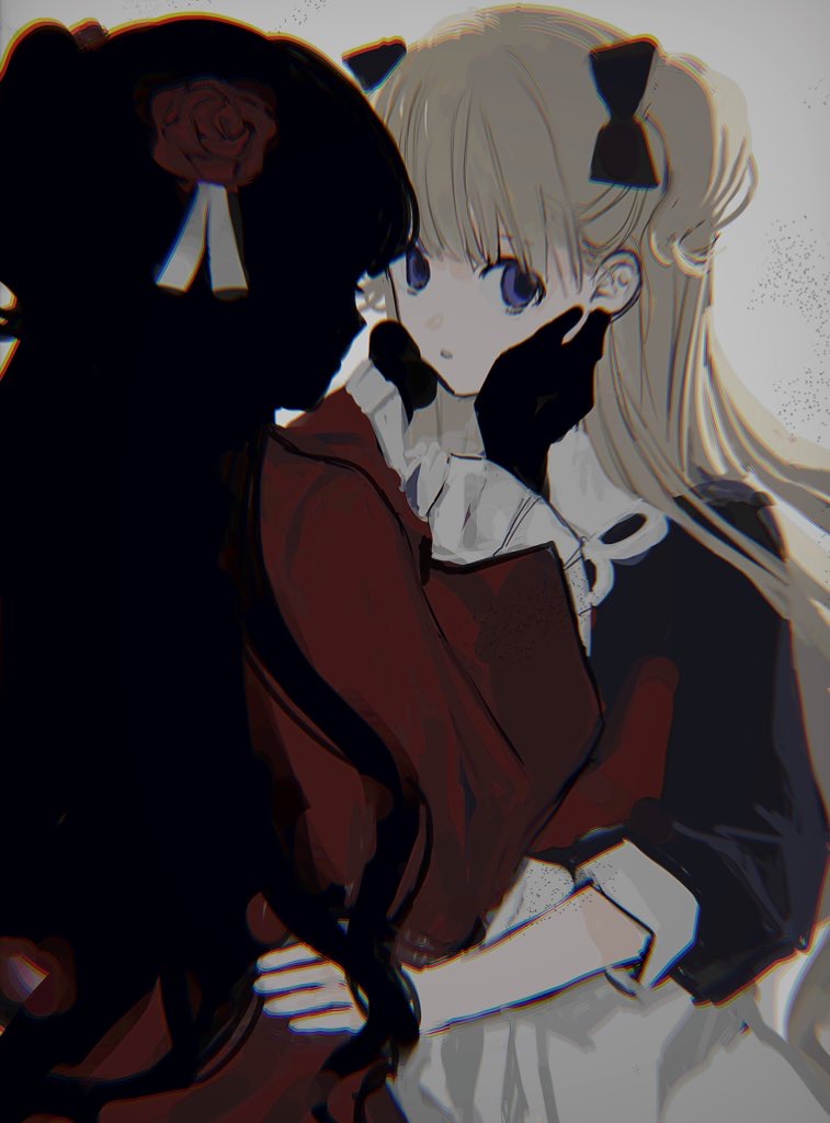 Safebooru - 2girls blonde hair blue dress blue eyes dress emilyko face ...