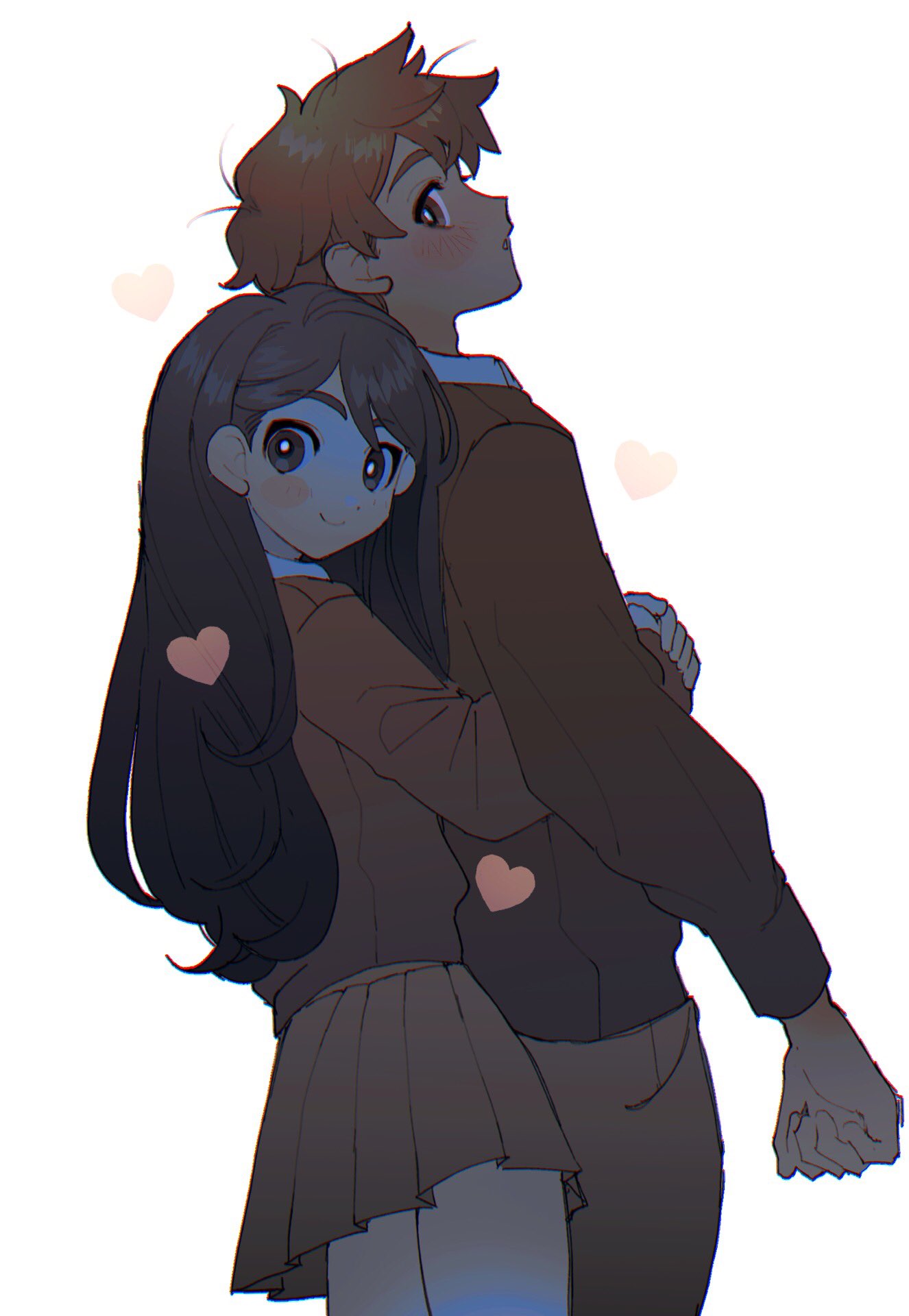 Safebooru - 1boy 1girl bangs black eyes black hair blush brown eyes ...