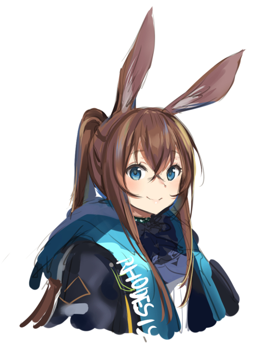 Safebooru - 1girl amiya (arknights) animal ears arknights ascot bangs black jacket blue eyes ...