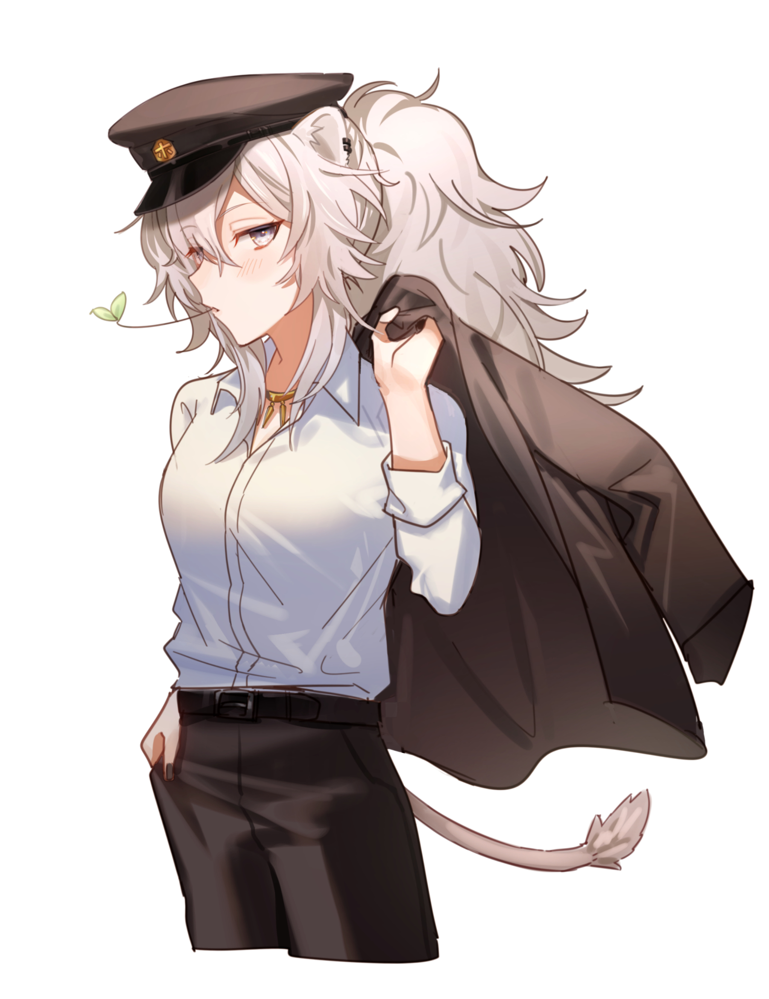 Safebooru - 1girl animal ears banchou bangs black headwear black jacket ...