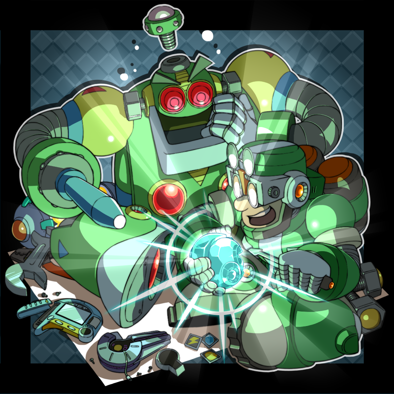 Safebooru - 2boys :d android argyle argyle background armor auto (mega ...