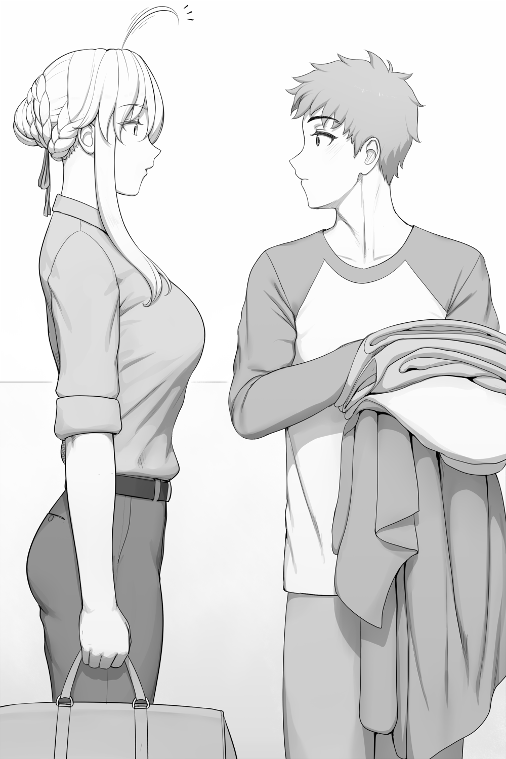 Safebooru - 1boy 1girl ahoge artoria pendragon (all) artoria pendragon (lancer) (fate) bangs ...