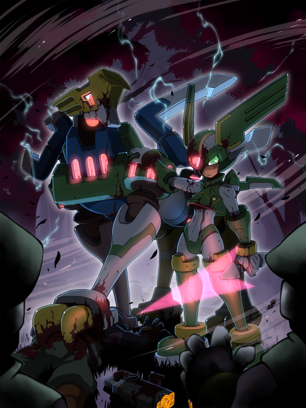 Safebooru - 5boys android aztec falcon (mega man) blood blood on face ...