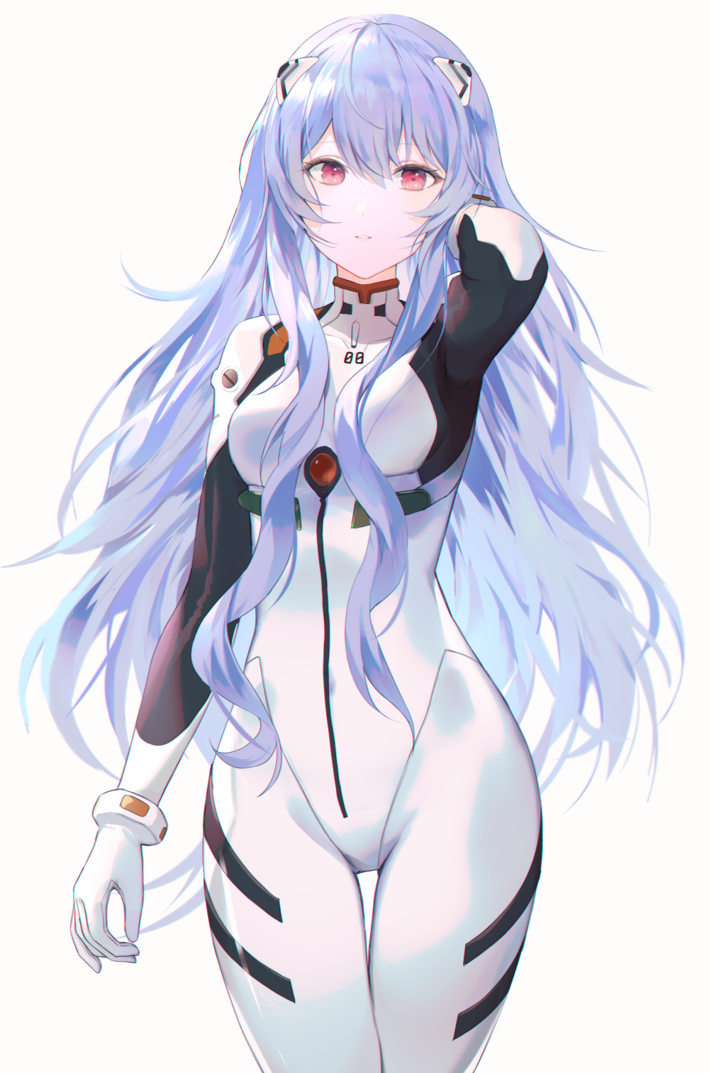 Safebooru - 1girl alternate hair length alternate hairstyle arm behind head ayanami rei bangs ...