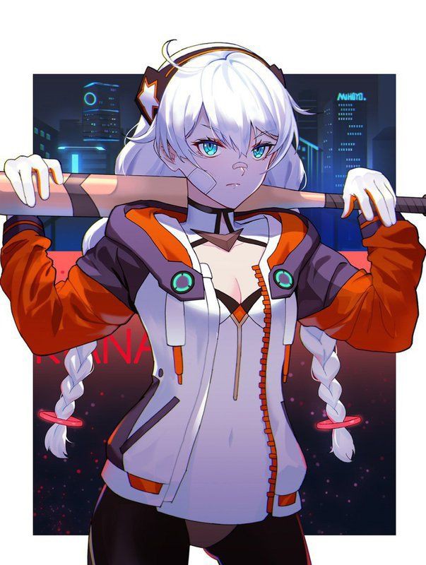 Safebooru - 1girl bandaid baseball bat blue eyes braid honkai (series ...