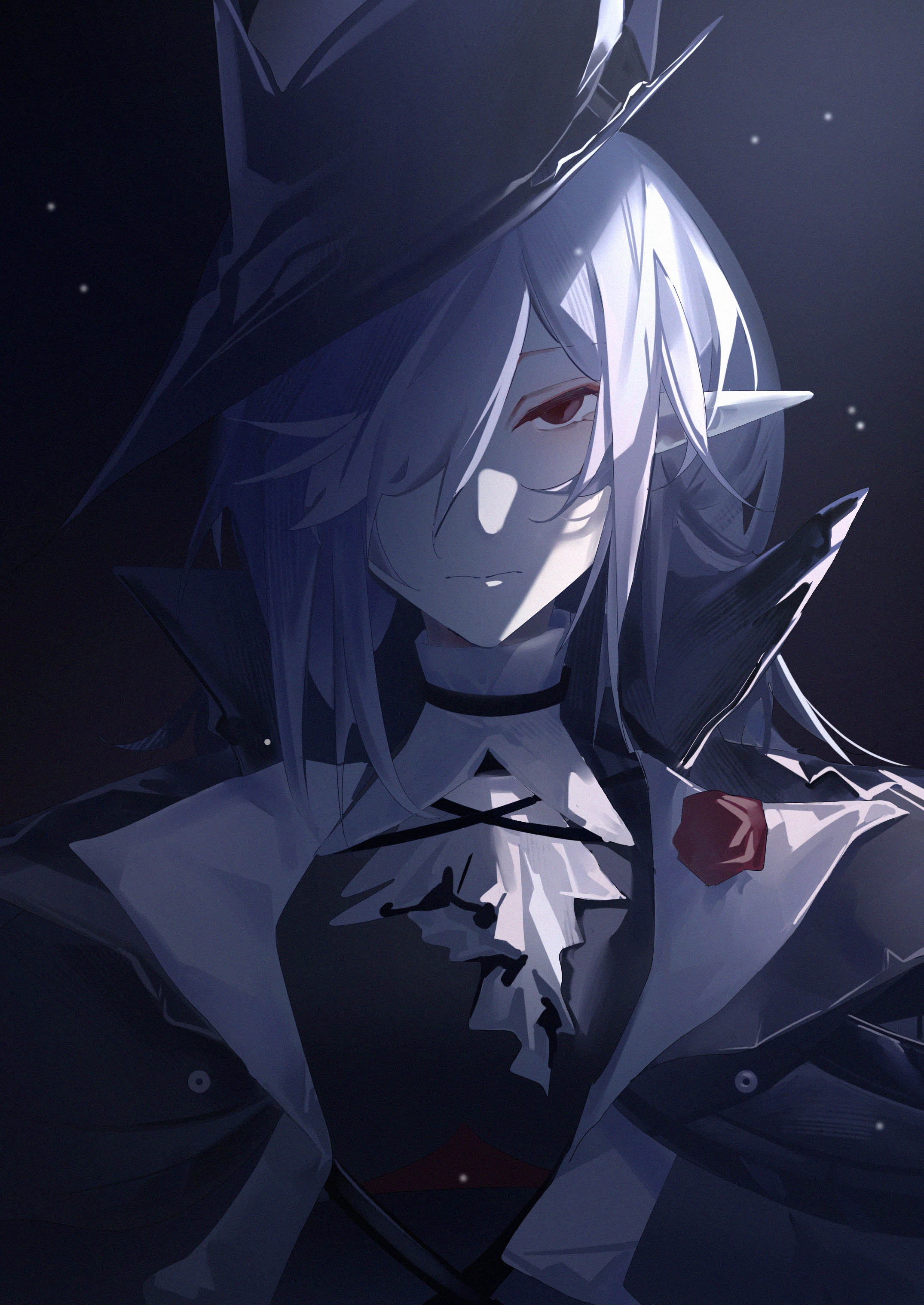 Safebooru - 1girl absurdres arknights ascot black background black ...