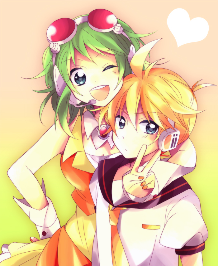 Safebooru - blue eyes goggles goggles on head green hair gumi ...