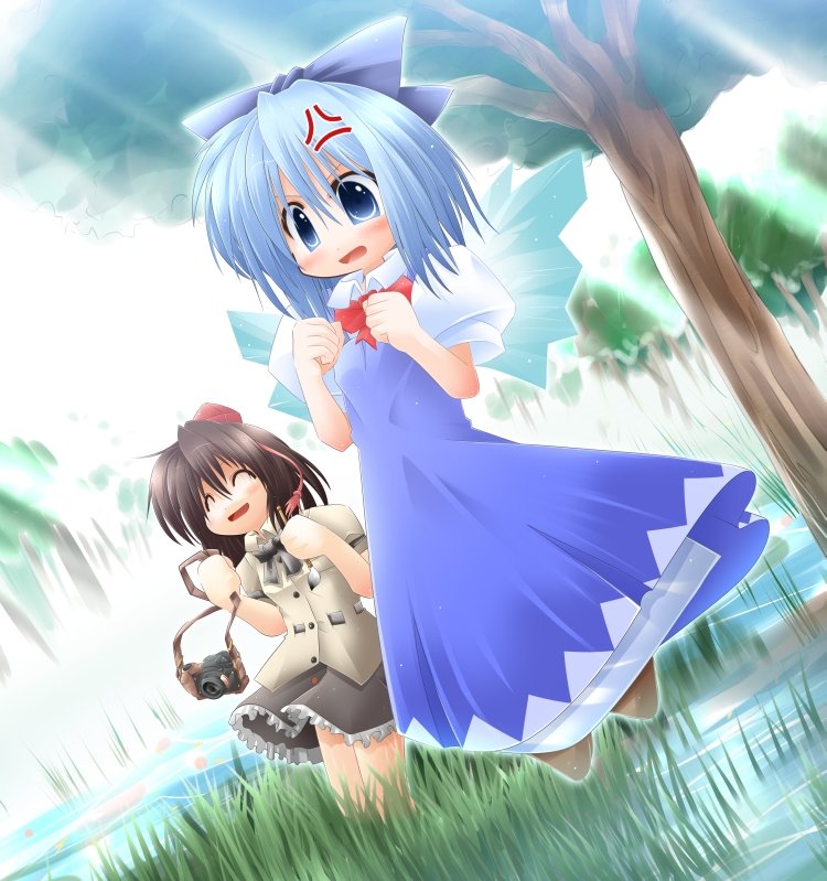 Safebooru - angry camera cirno duplicate kso multiple girls ribbon ...
