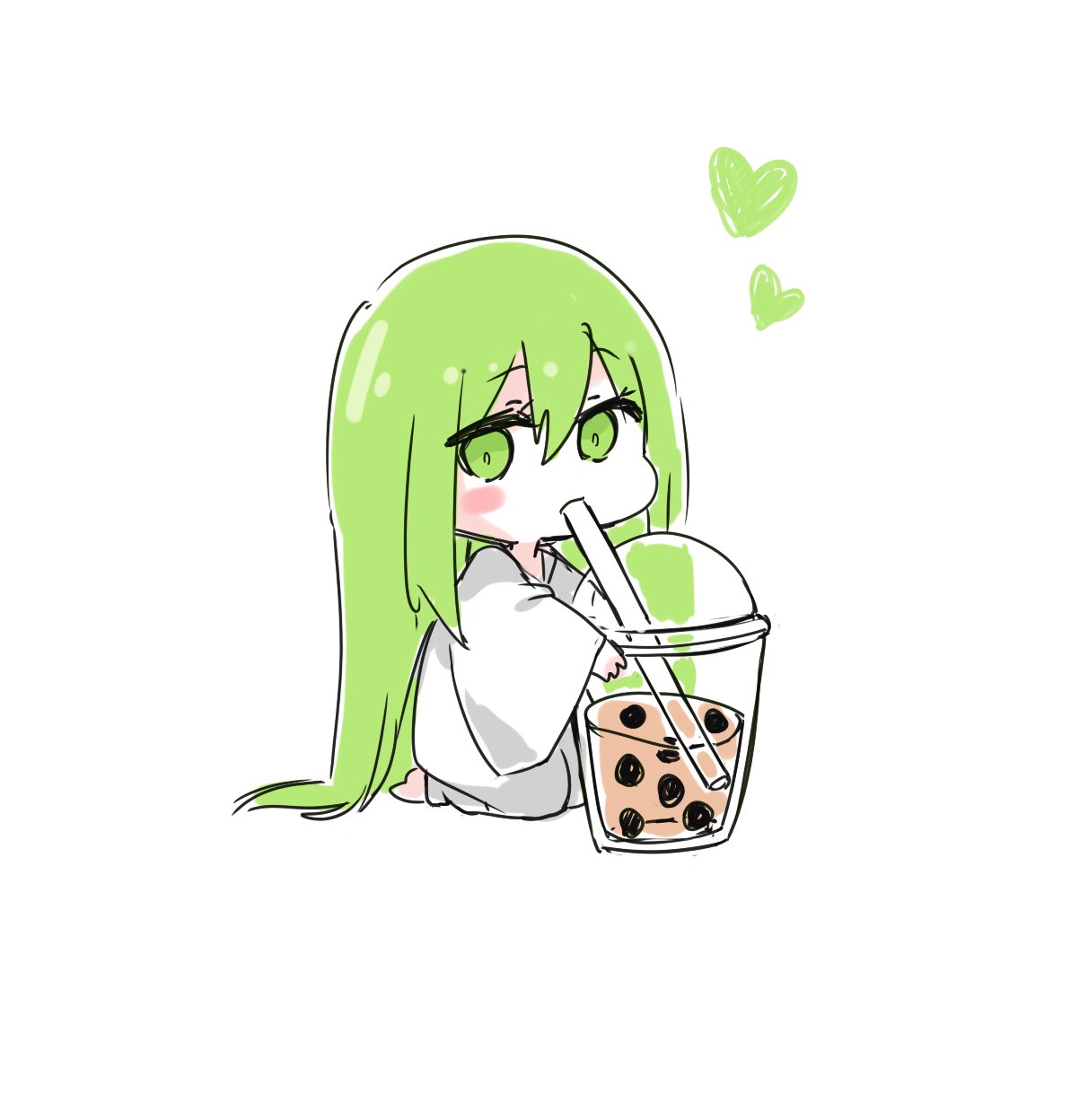 Safebooru - androgynous ayanobro blush bubble tea chibi drinking straw ...