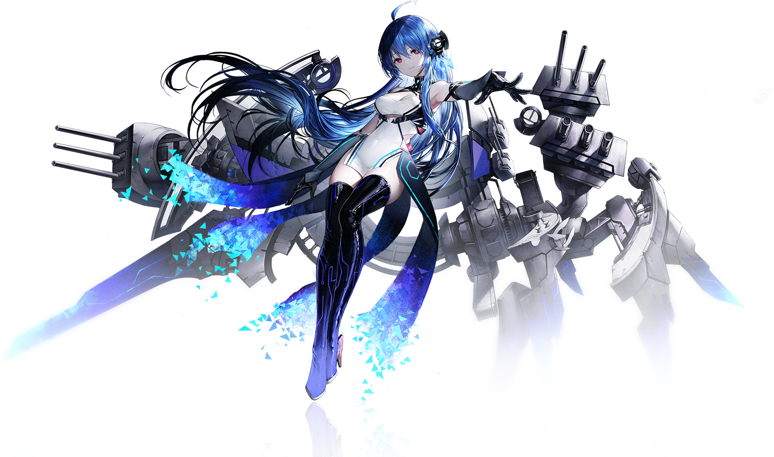 Safebooru - 1girl ahoge armpits azur lane bare shoulders black footwear black legwear blue hair ...