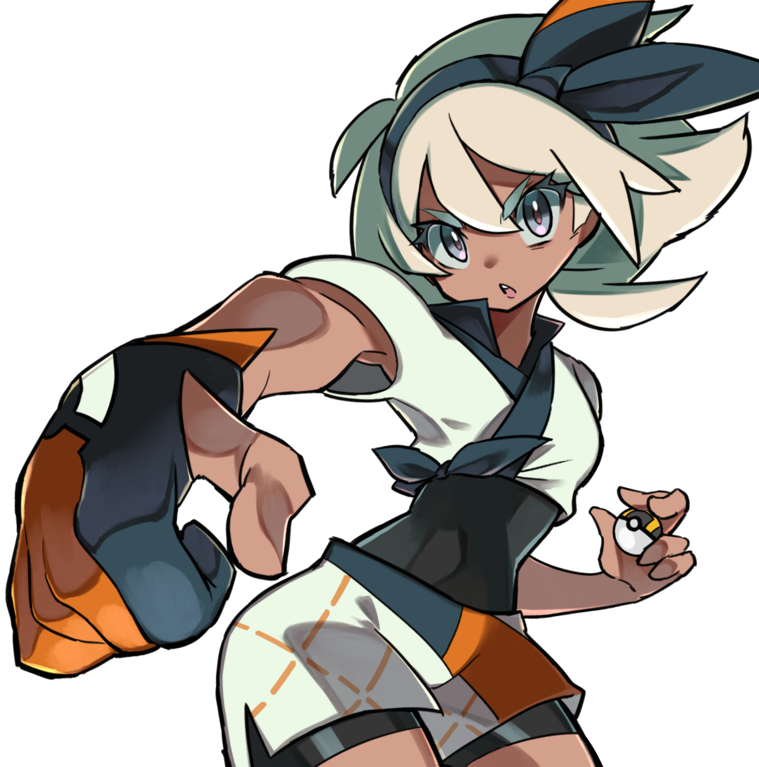 Safebooru - 1girl bangs bea (pokemon) black bodysuit black hairband ...