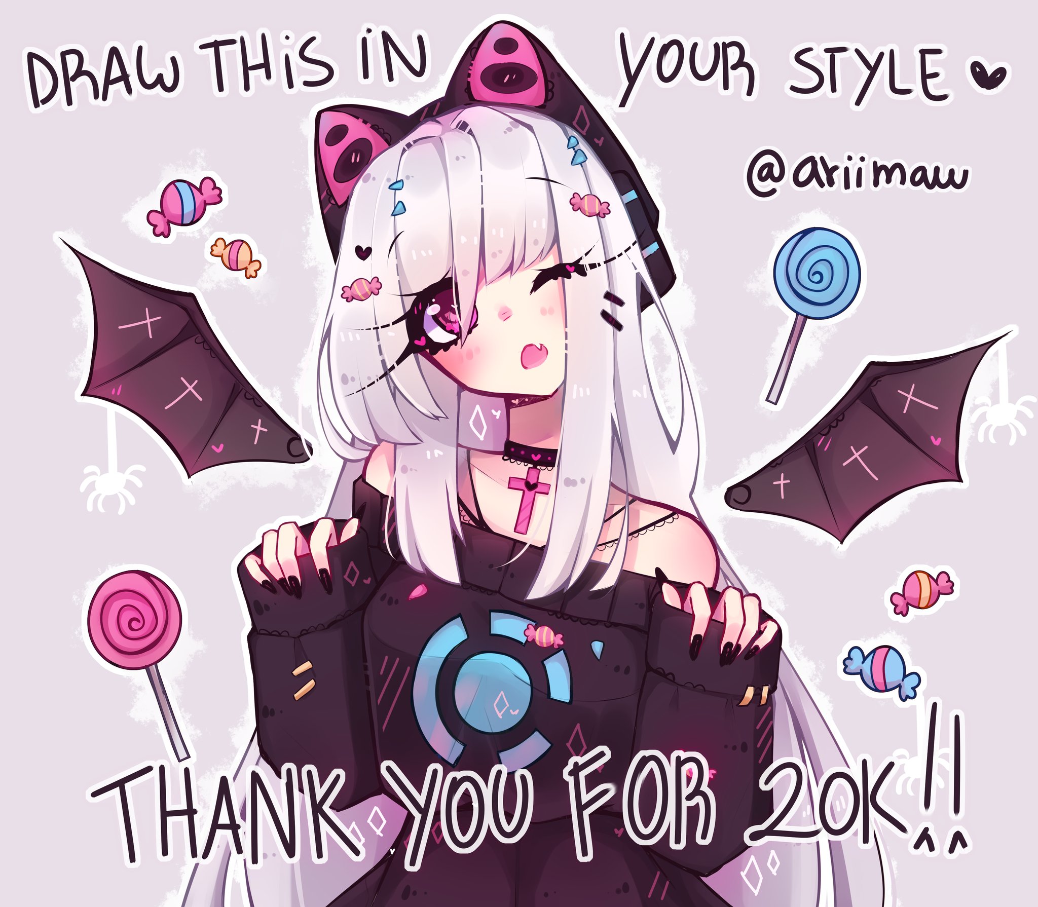 Safebooru - 1girl ariimaw asymmetrical hair black nails blush breasts ...