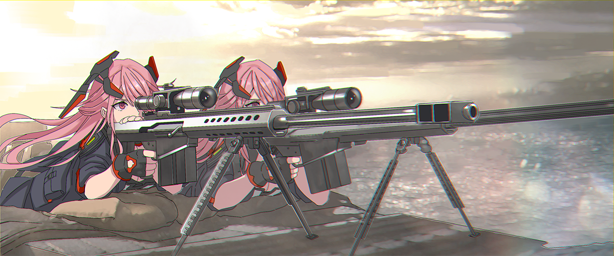 Safebooru - 2girls aiming anti-materiel rifle barrett m82 battleship ...