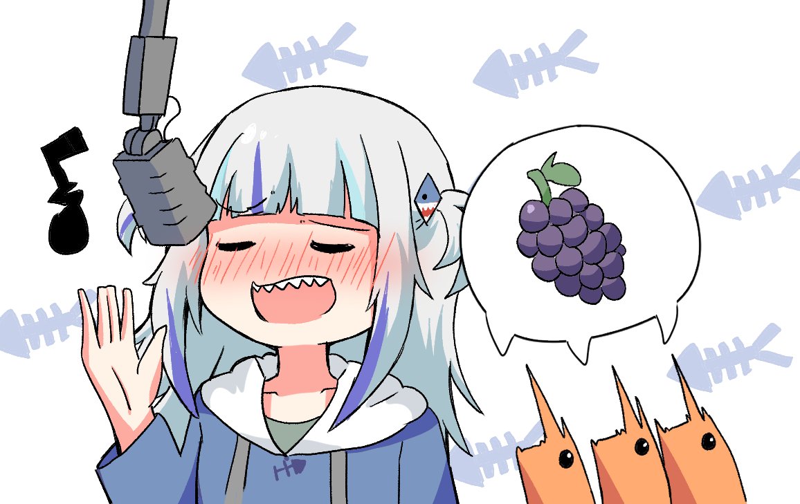 Safebooru - 1girl alin laphel bangs blue hair blush food fruit gawr ...