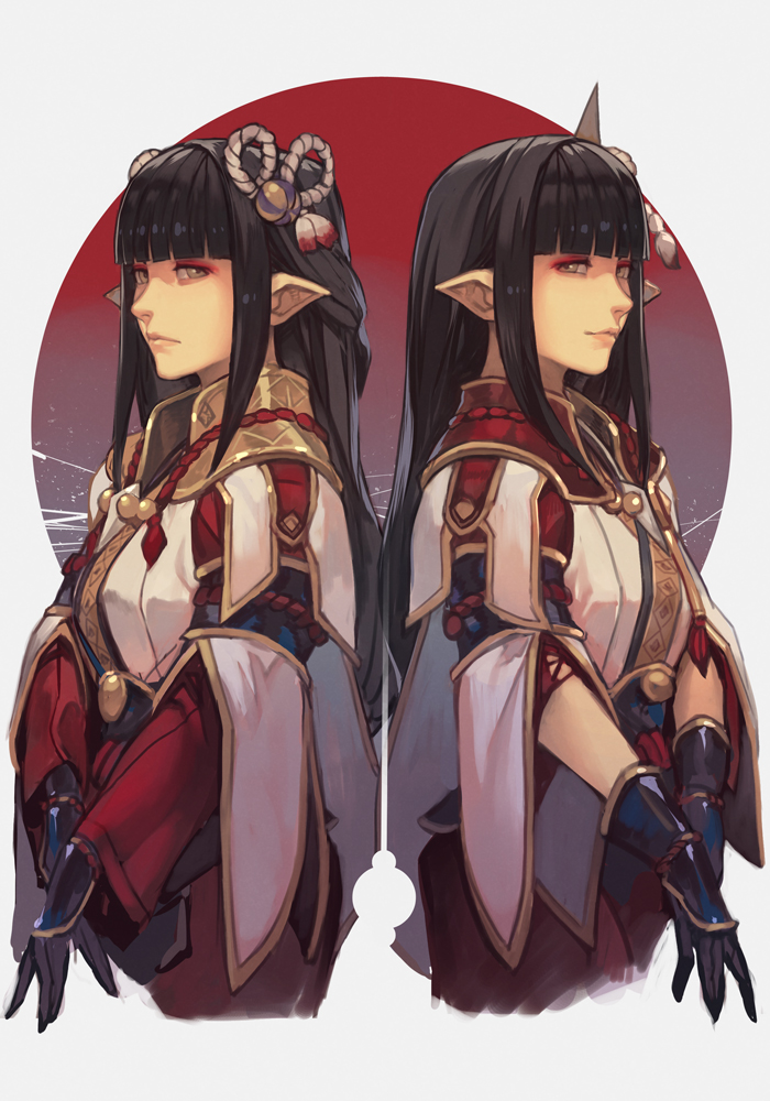 Safebooru - 2girls black gloves black hair eyeliner gloves hair ...