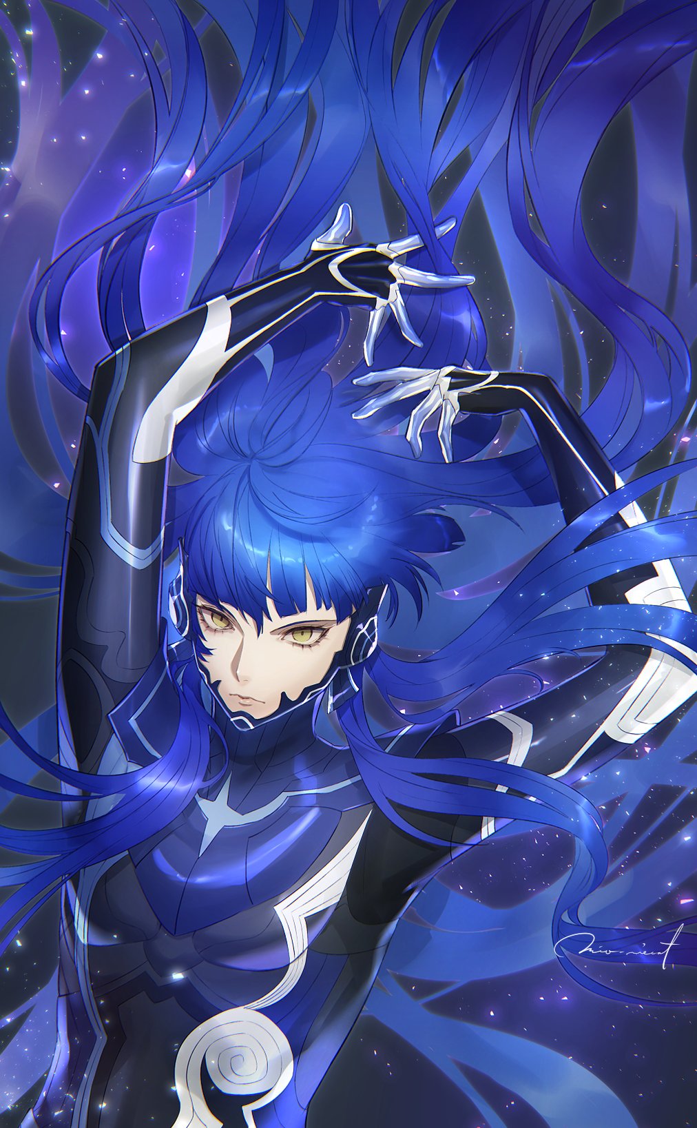 Safebooru - 1boy androgynous bangs bodysuit collarbone eyelashes ...