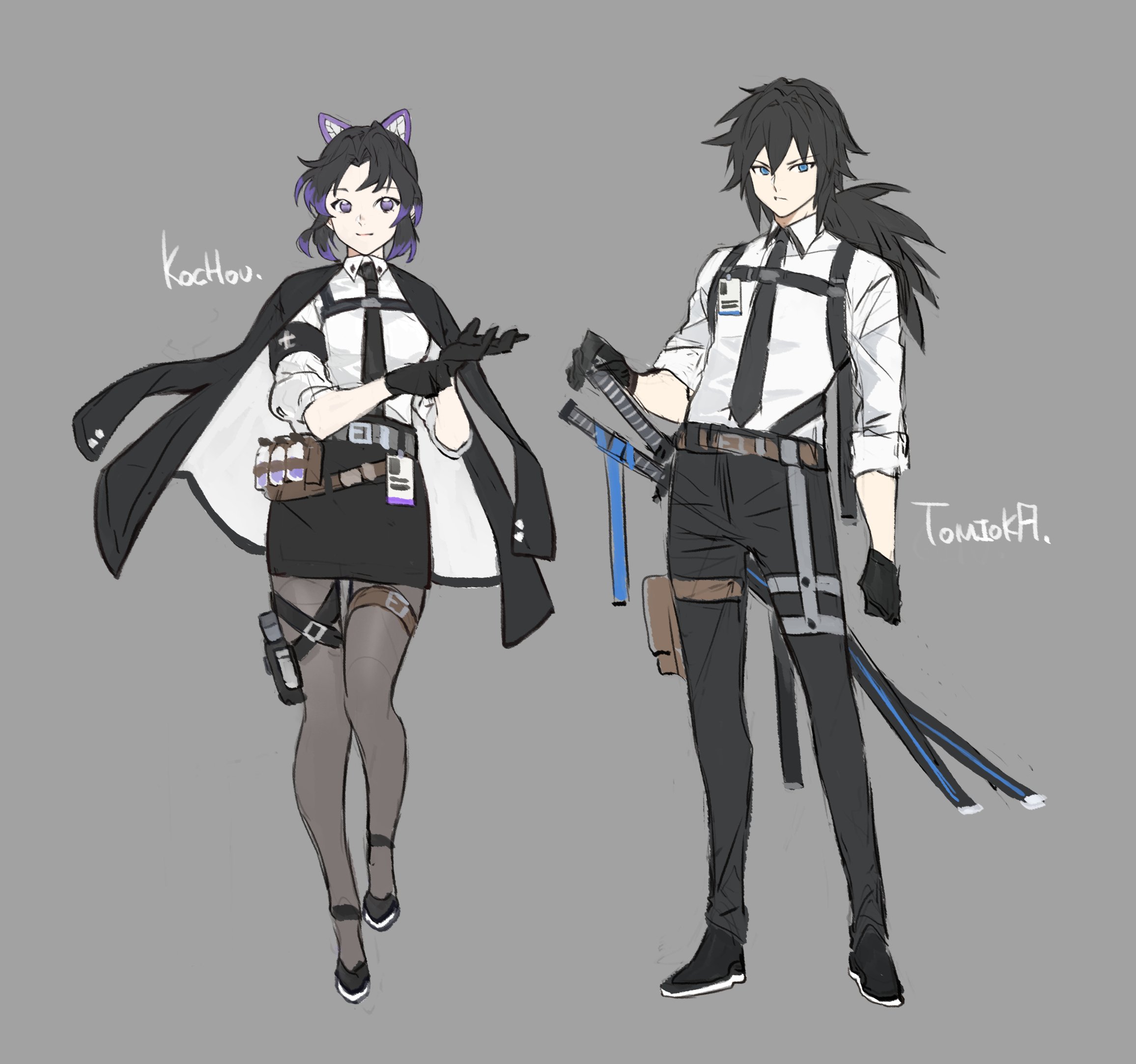 Safebooru - 1boy 1girl adjusting clothes adjusting gloves alternate costume bangs belt black ...