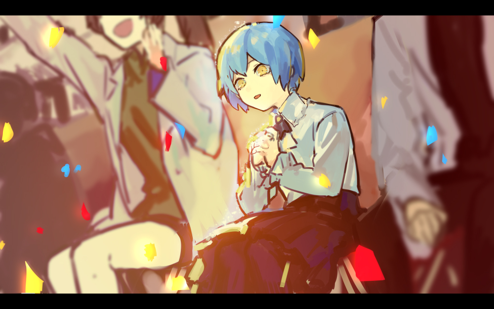 Safebooru - 1boy 2girls alternate universe angela (project moon) ascot ayin (project moon) black ...