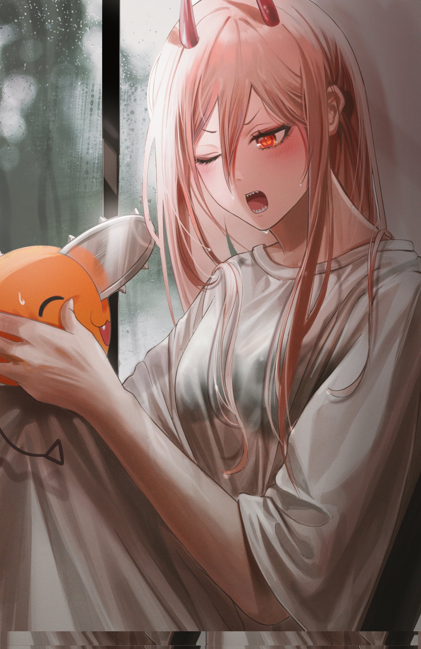 Safebooru - + + 1girl asymmetrical hair black bra blush bra breasts chainsaw chainsaw man ...